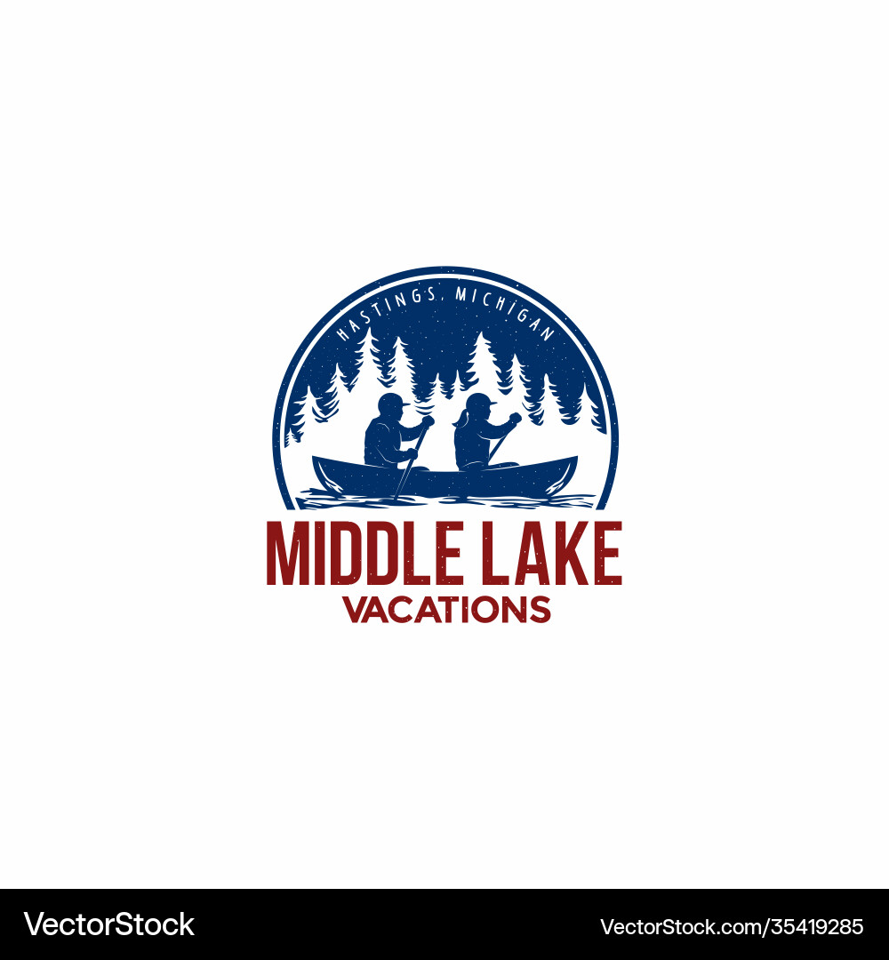 Logo design for canoe tour on lake Royalty Free Vector Image