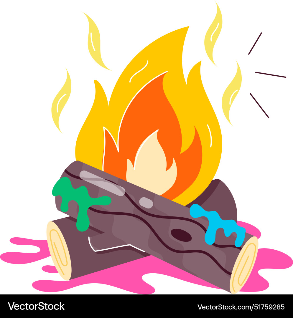 Modern flat sticker of log fire Royalty Free Vector Image