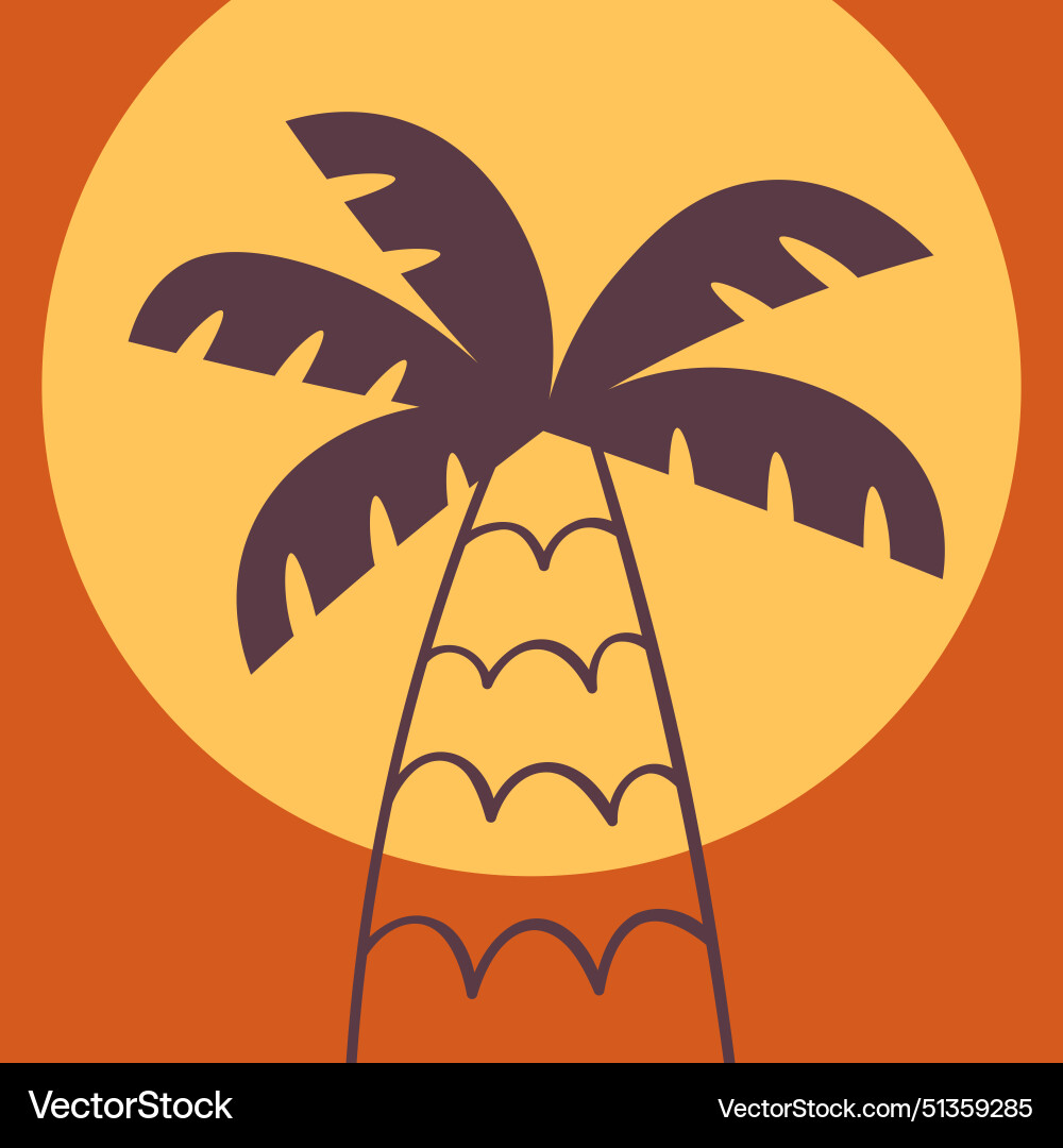 Tropical sunset square badge Royalty Free Vector Image