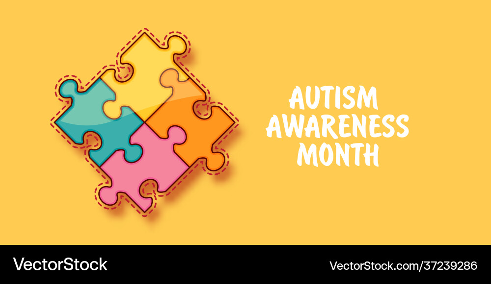Autism awareness month horizontal banner Vector Image