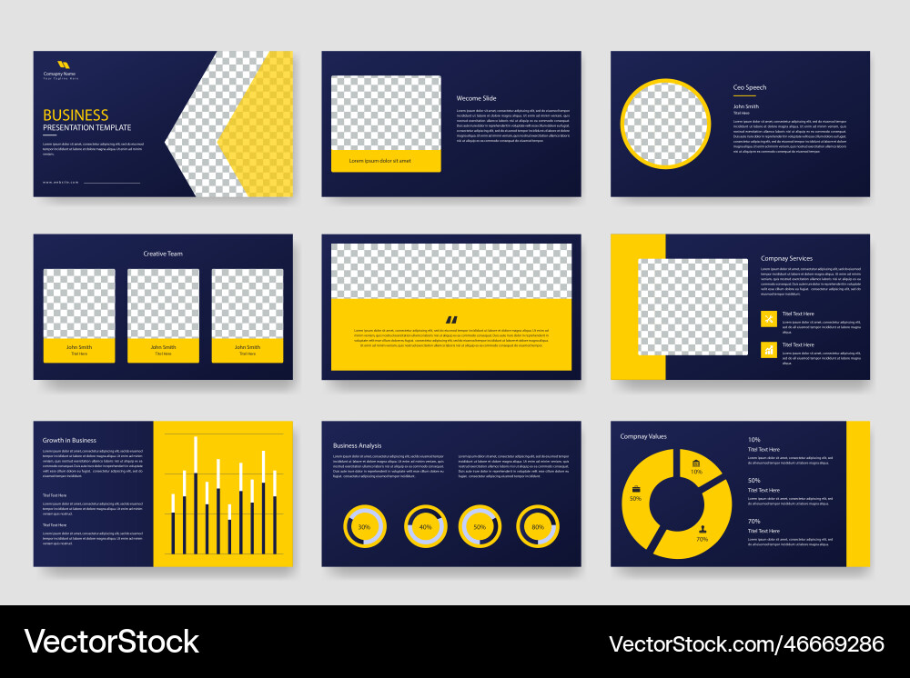 Business powerpoint presentation templates set Vector Image