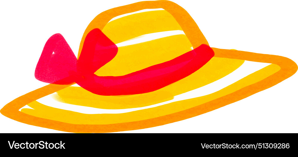 Child drawing of sun hat Royalty Free Vector Image