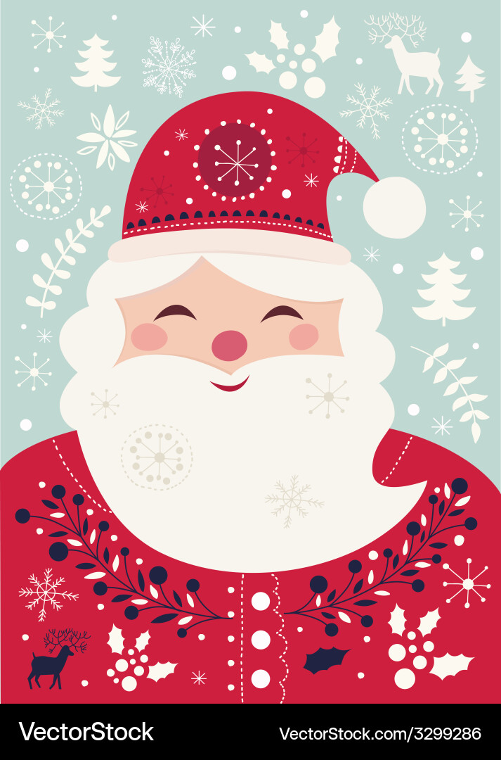 Christmas with santa claus and festive pattern Vector Image