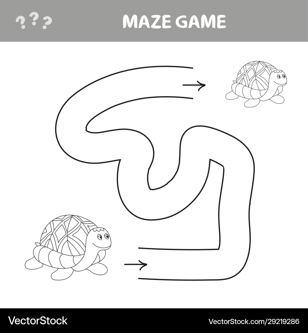 Easy maze for younger kids with a turtle Vector Image