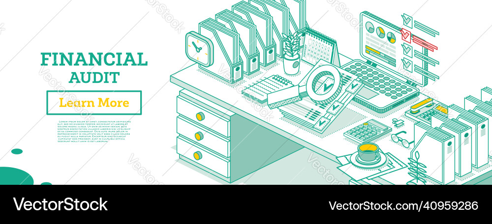 Financial audit isometric business concept Vector Image
