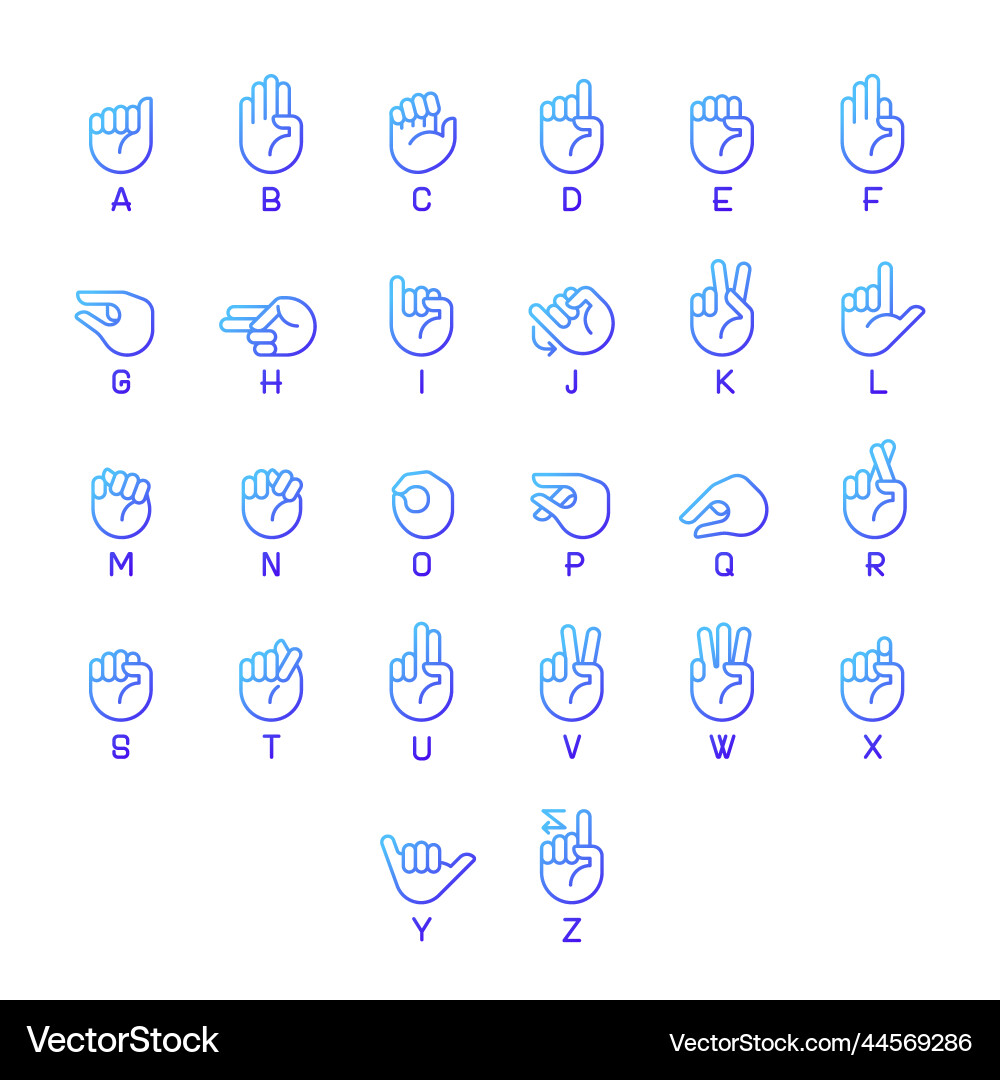Letters in american sign language pixel perfect Vector Image