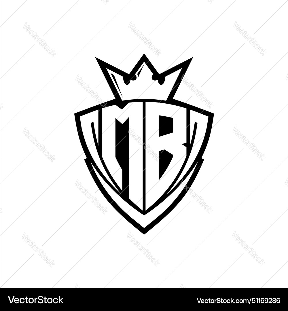 Mb letter logo with sharp triangle shield shape Vector Image