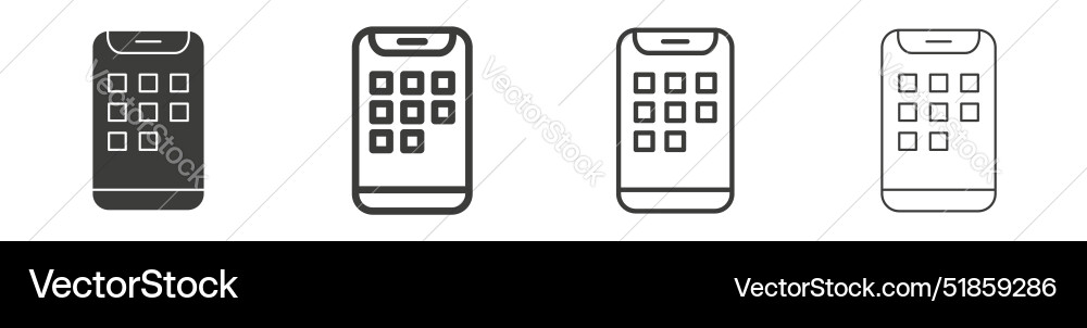 Mobile notch icon set in black color Royalty Free Vector