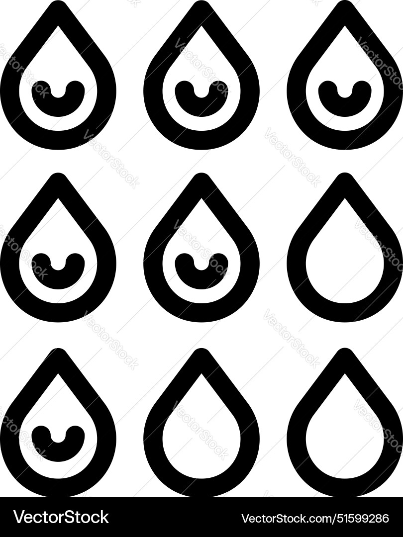 Nine water drops icons showing different filling Vector Image