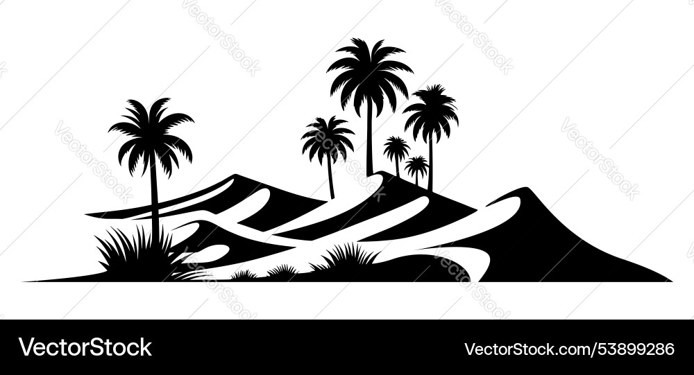 This shows a desert oasis with palm trees Vector Image