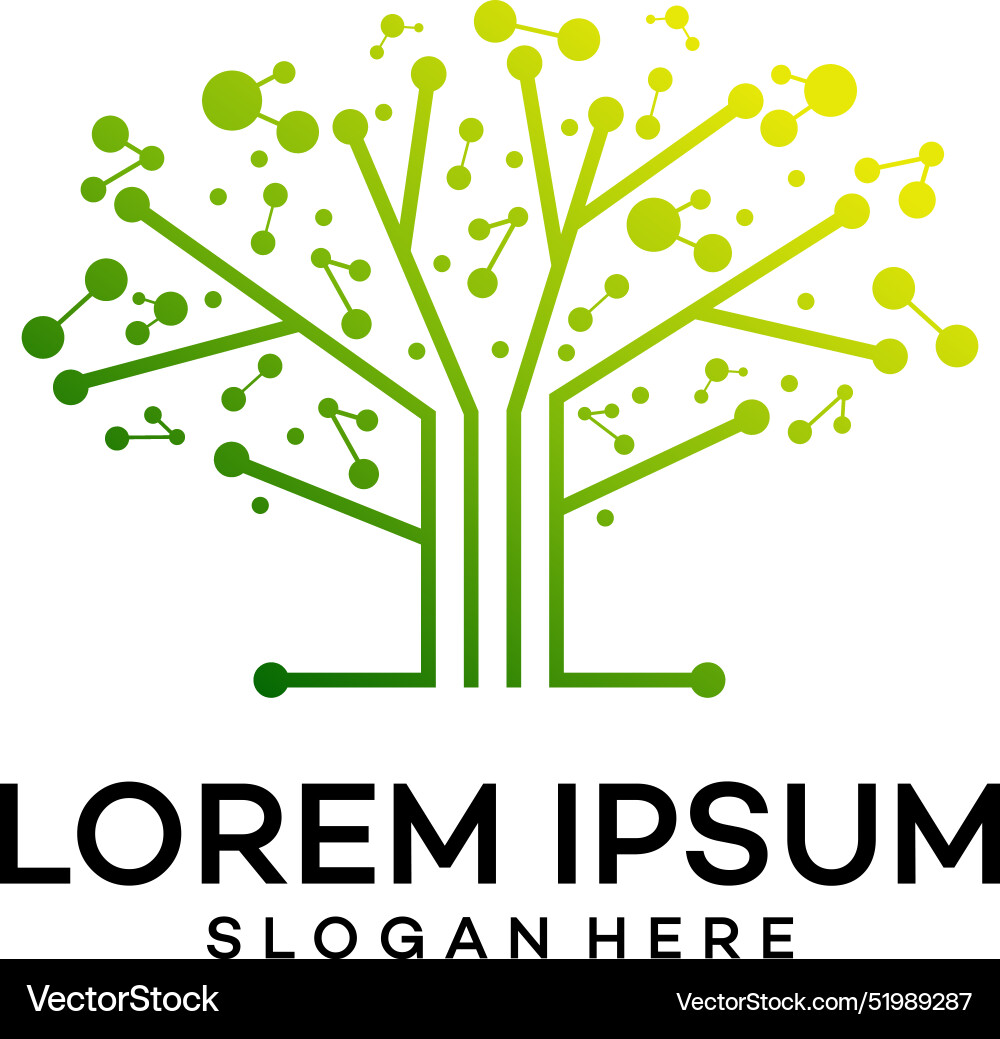 Digital Circuit Tree Logo Royalty Free Vector Image