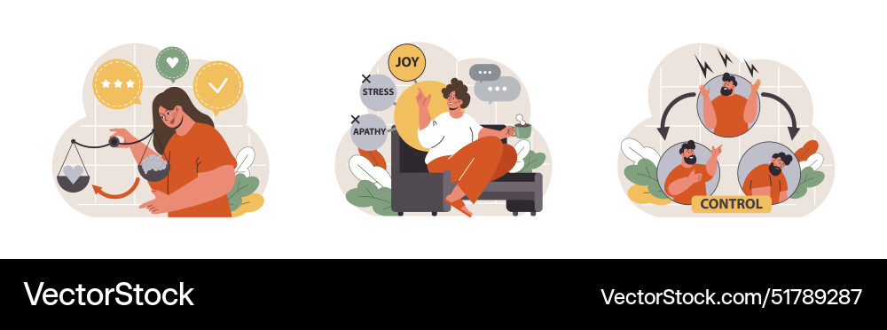 Emotional intelligence set emotion balance Vector Image