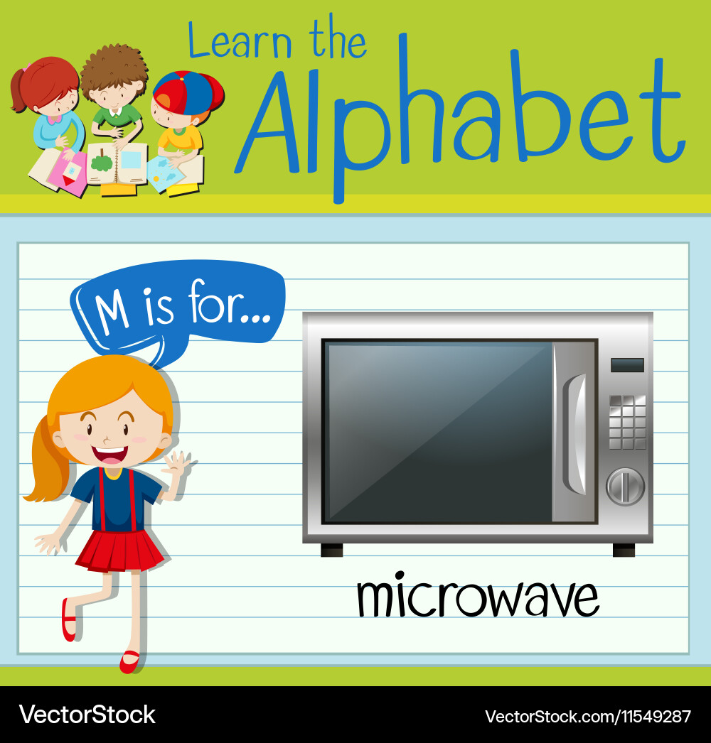 Flashcard letter m is for microwave Royalty Free Vector