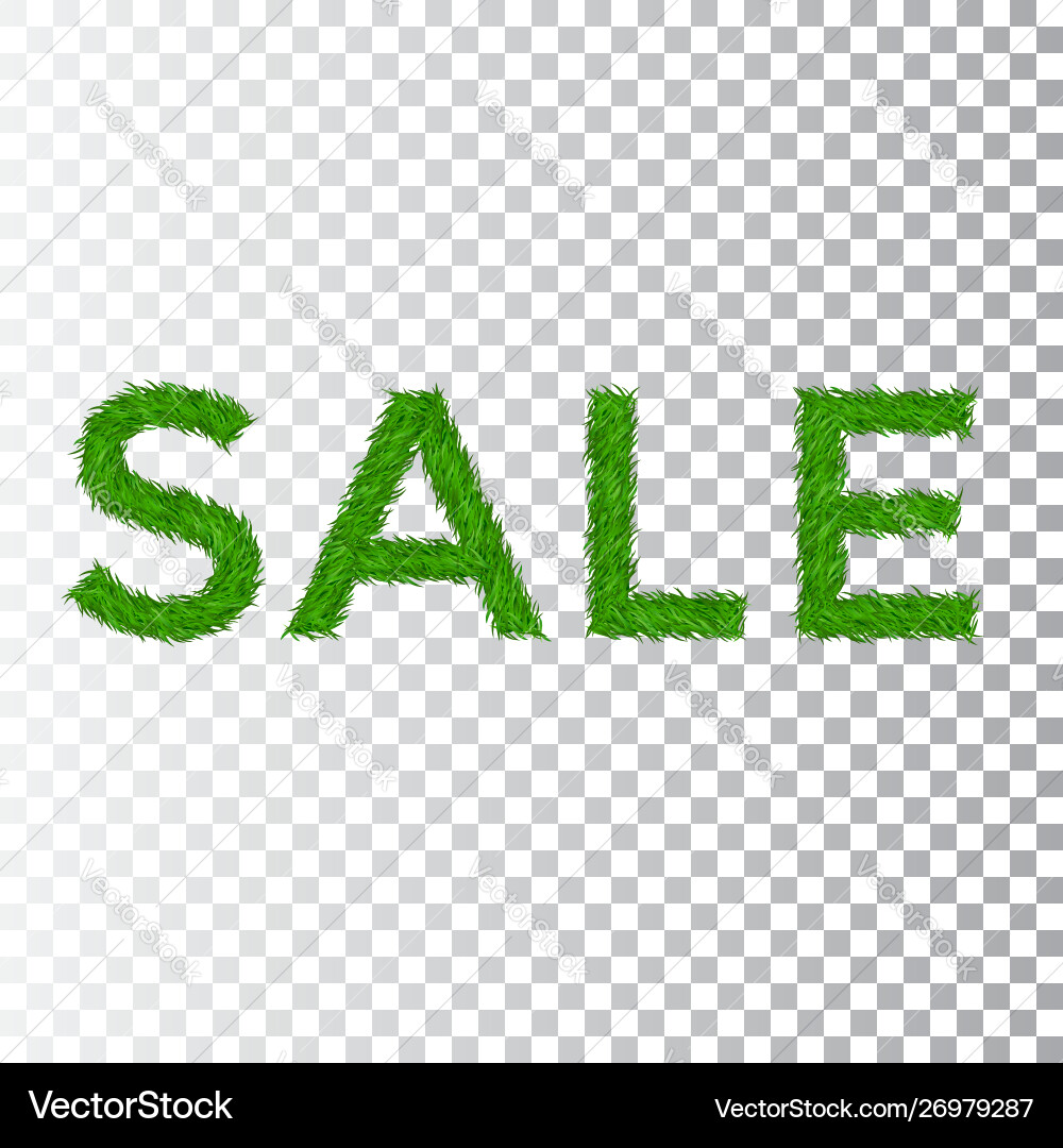 Green grass sale text isolated white transparent Vector Image