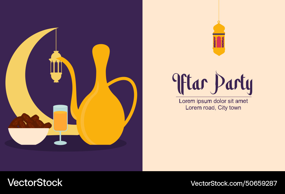Iftar party celebration concept flyer Royalty Free Vector