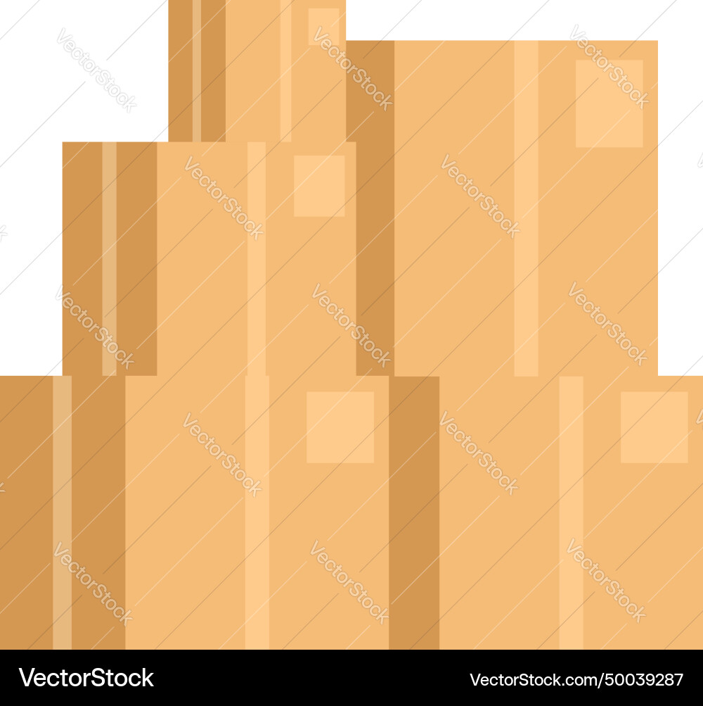 Paketkarton Stapel Symbol Cartoon Post Mann Vektorbild