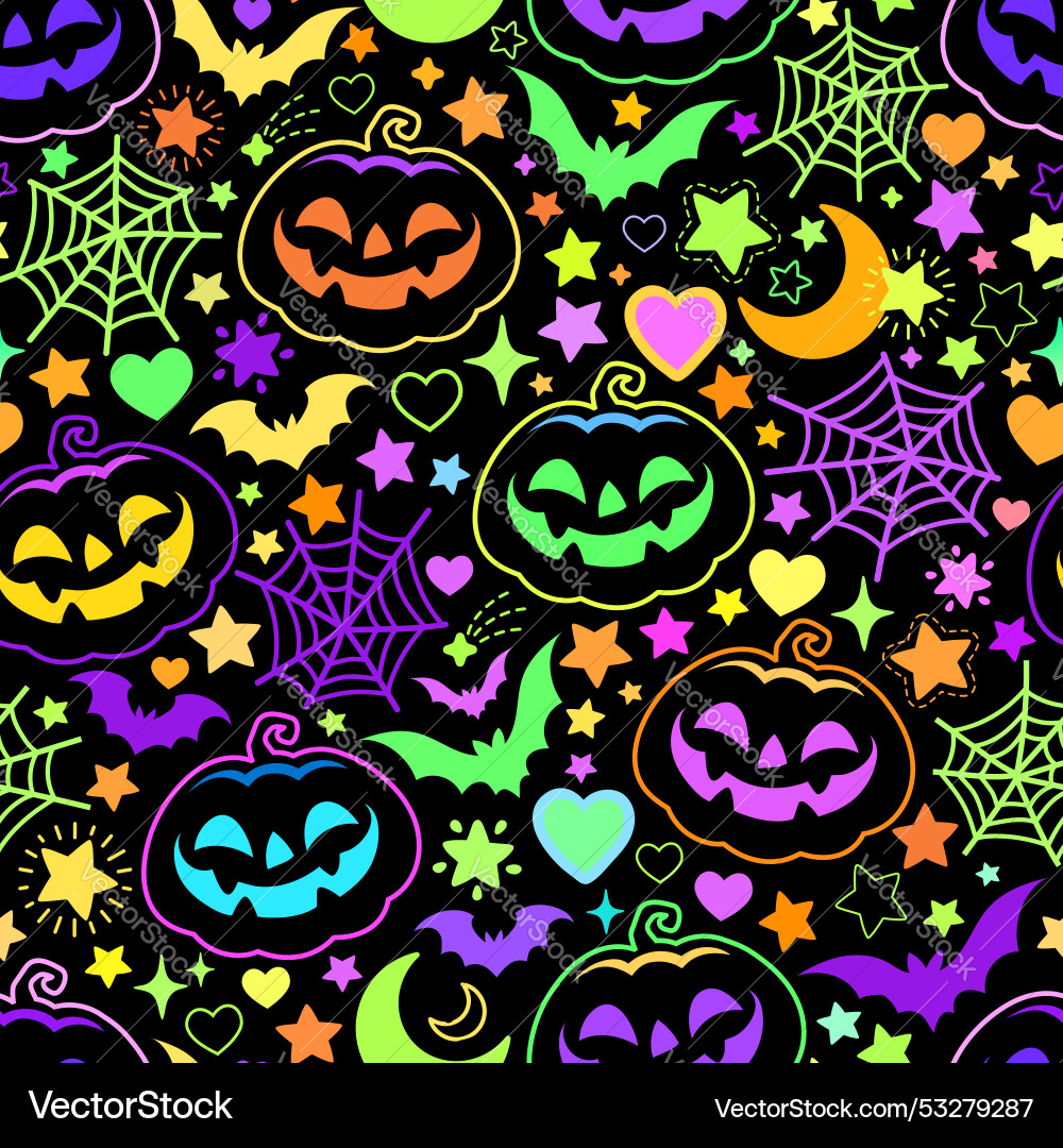 Seamless pattern with bright halloween items Vector Image