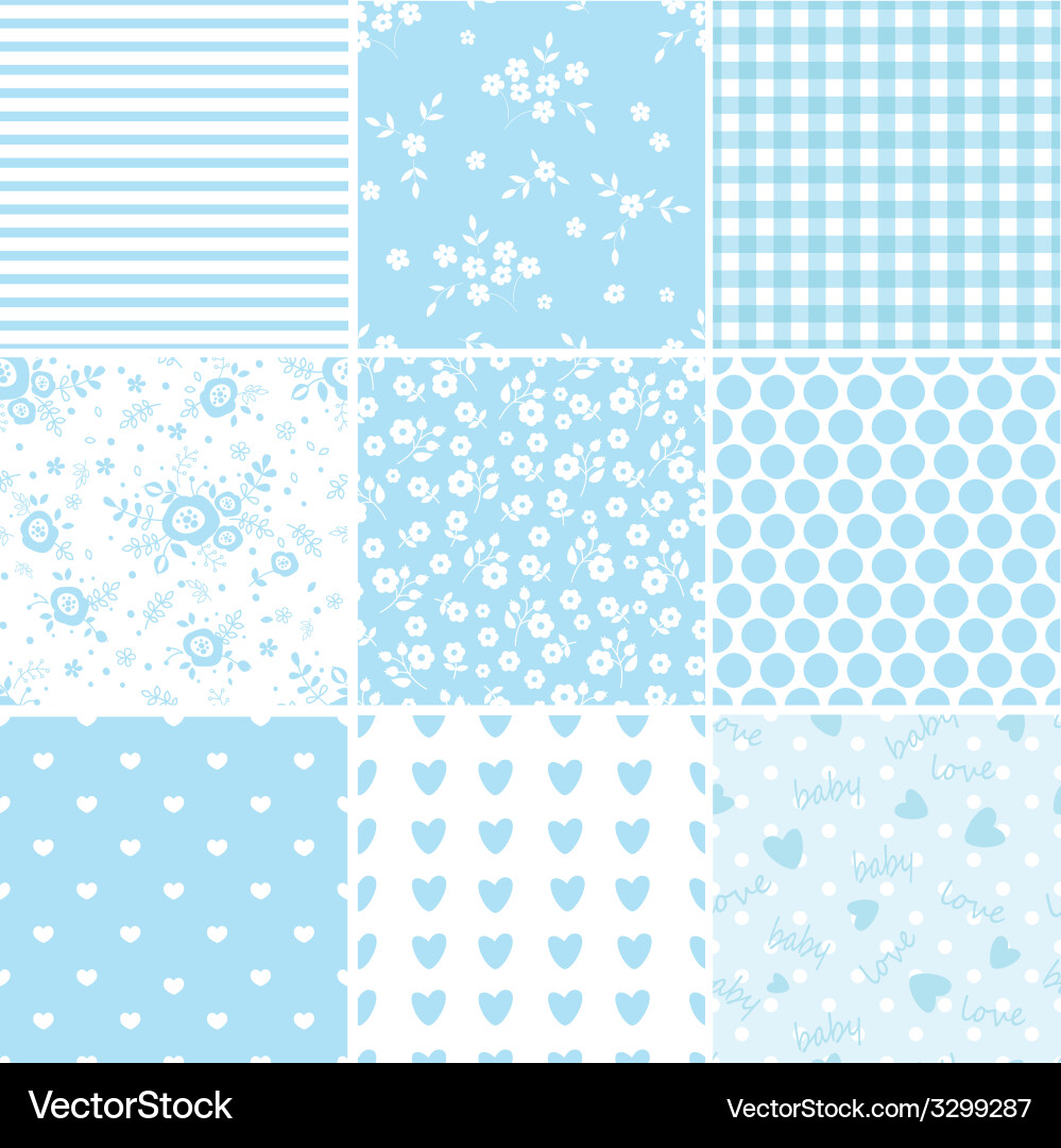 Set of abstract blue seamless patterns 2 Vector Image