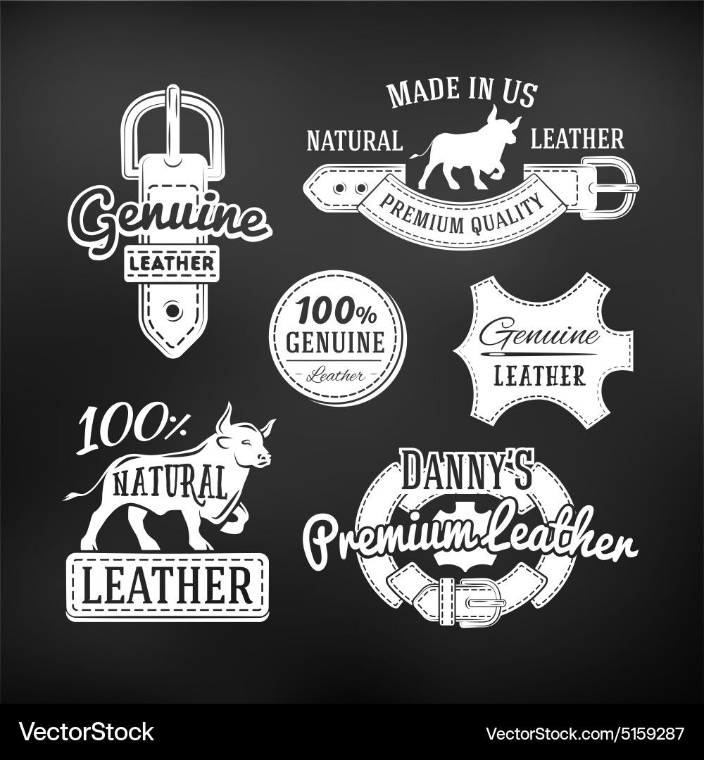 Set of leather quality goods designs Royalty Free Vector