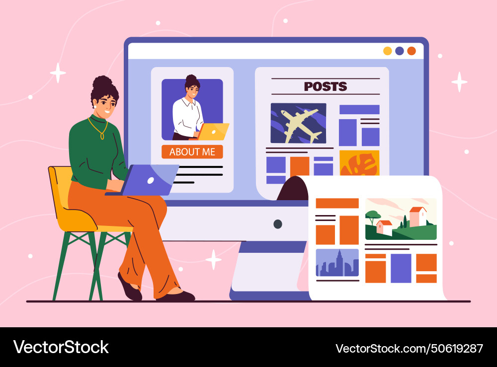 Woman blogging online concept Royalty Free Vector Image