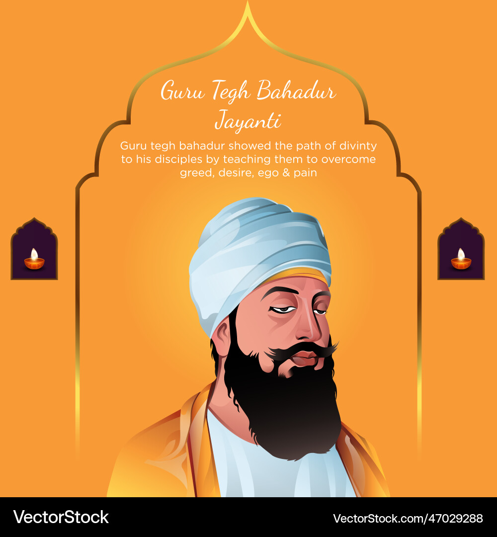 Banner design of guru tegh bahadur jayanti Vector Image