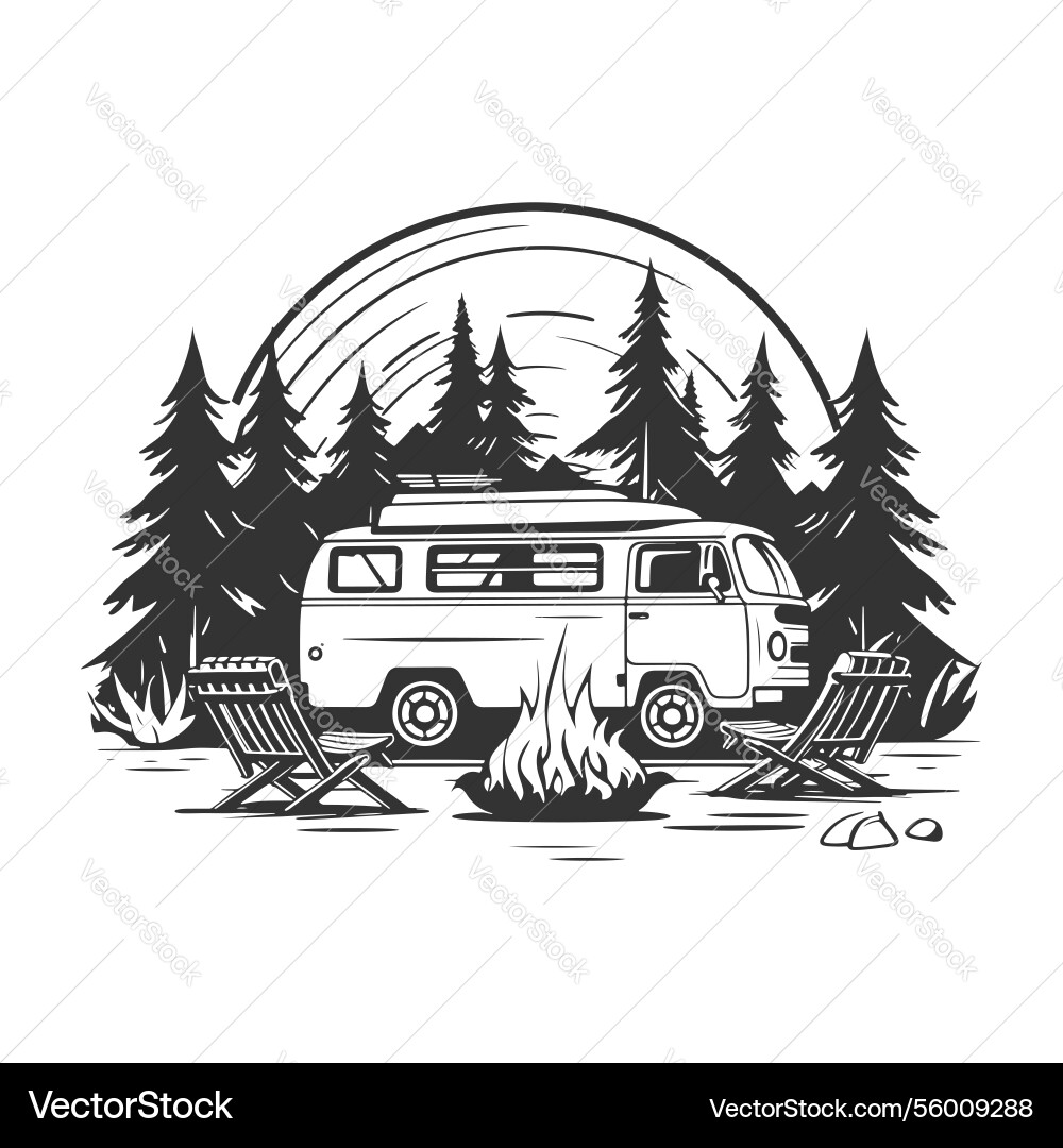 Camper clip art design shape Royalty Free Vector Image