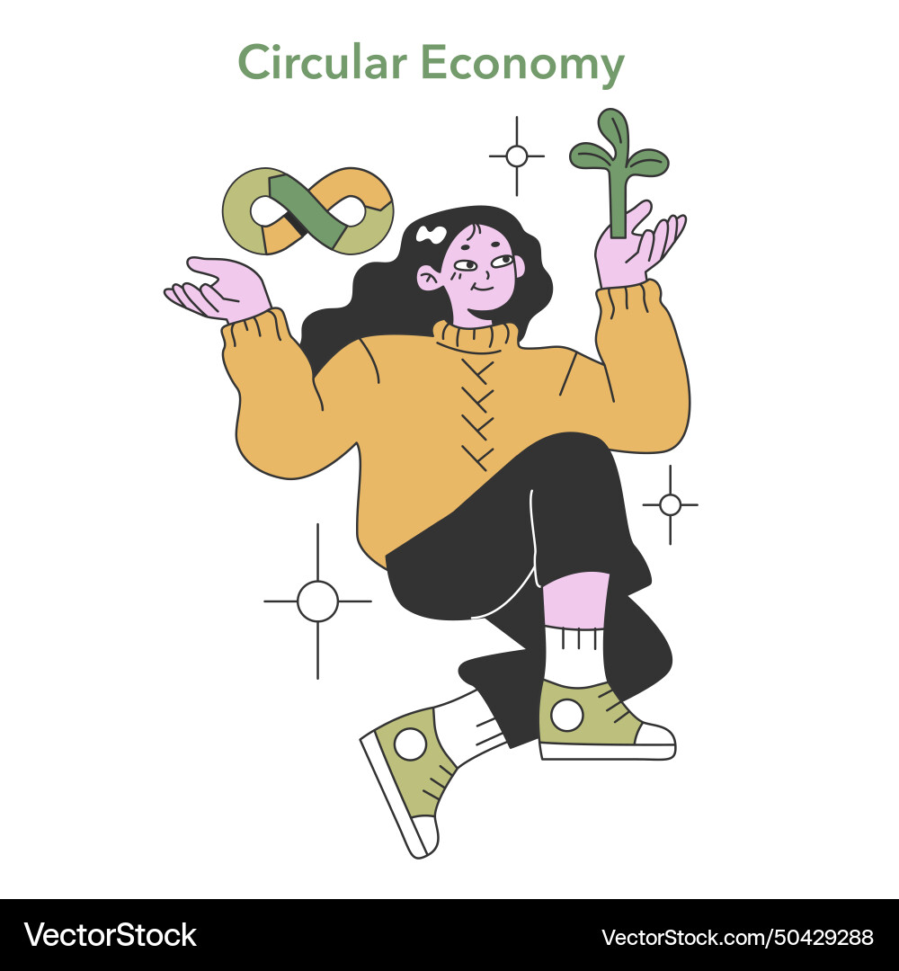 Circular economy concept art flat Royalty Free Vector Image