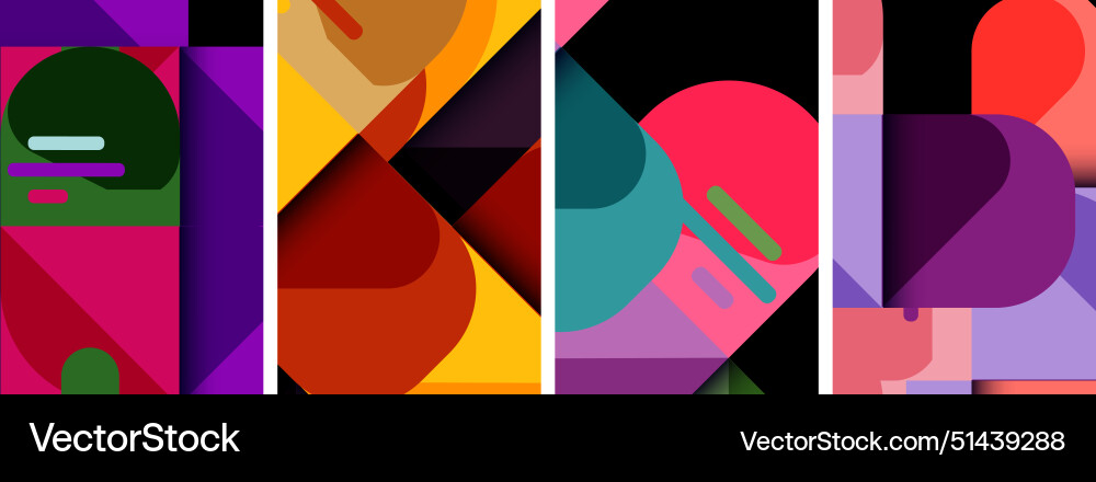 Geometric colorful poster backgrounds with squares