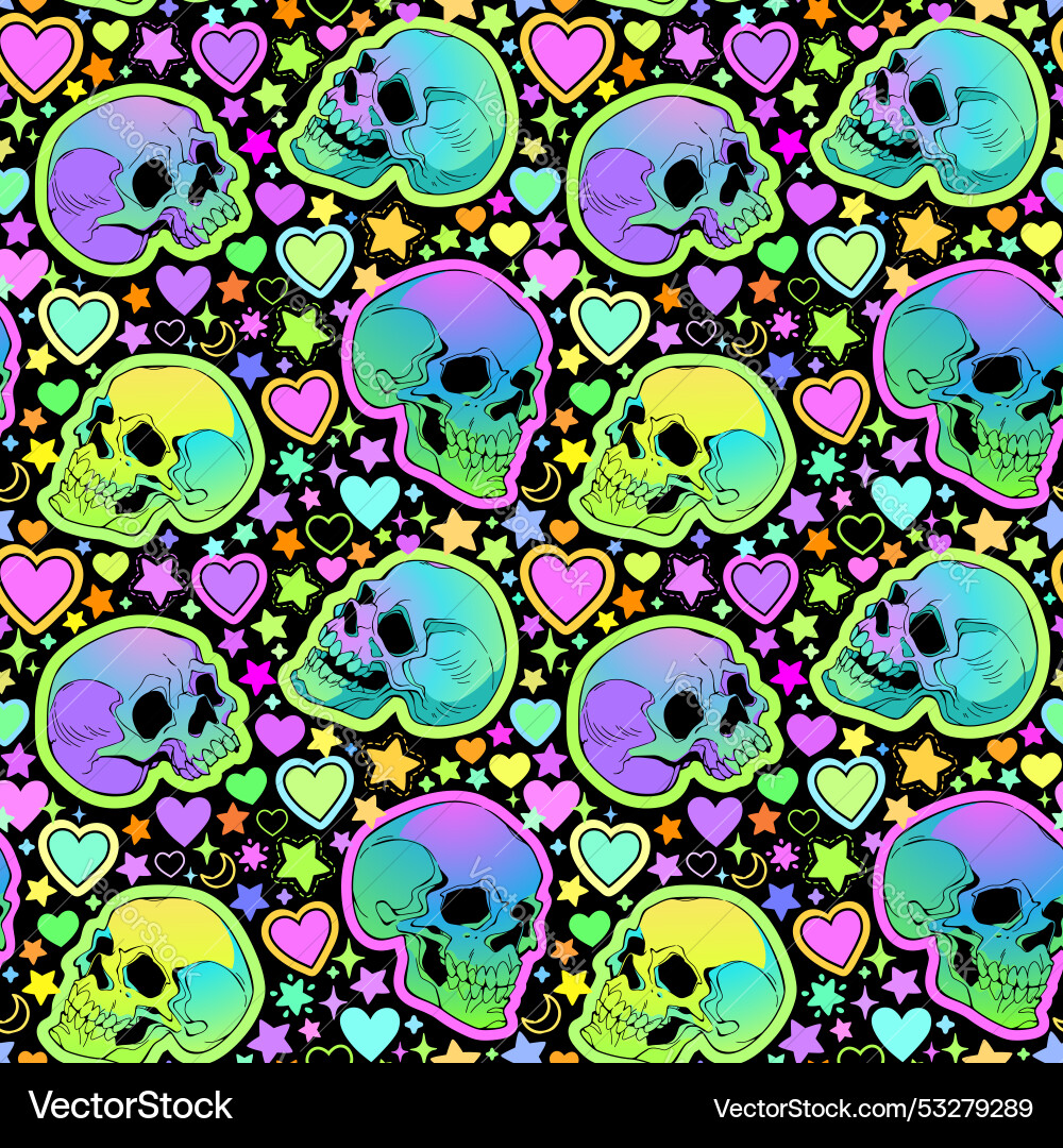 Colorful Skull Seamless Pattern Royalty Free Vector Image