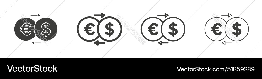Currency exchange and conversion icons euro Vector Image