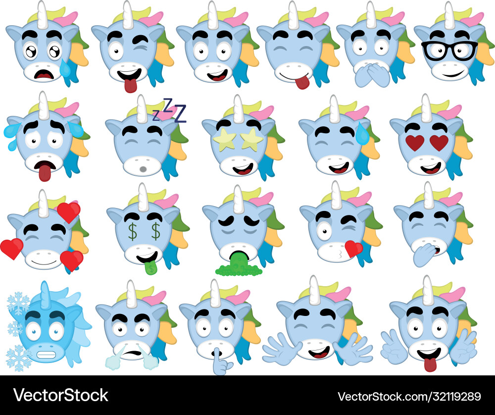 Emoticons unicorn Royalty Free Vector Image - VectorStock