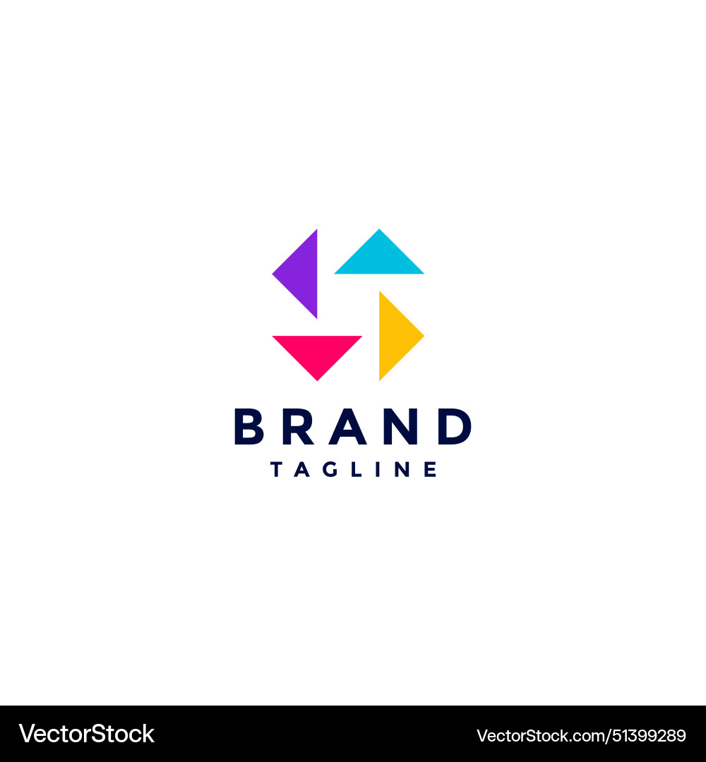 Four rotating triangles logo design Royalty Free Vector