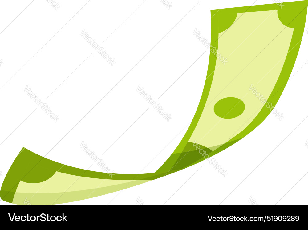 Green banknote waving in the air representing Vector Image