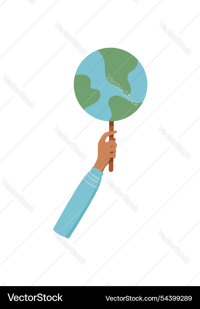 Hand holds earth sign Royalty Free Vector Image