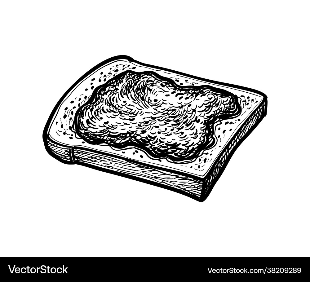 Ink sketch toast with jam Royalty Free Vector Image