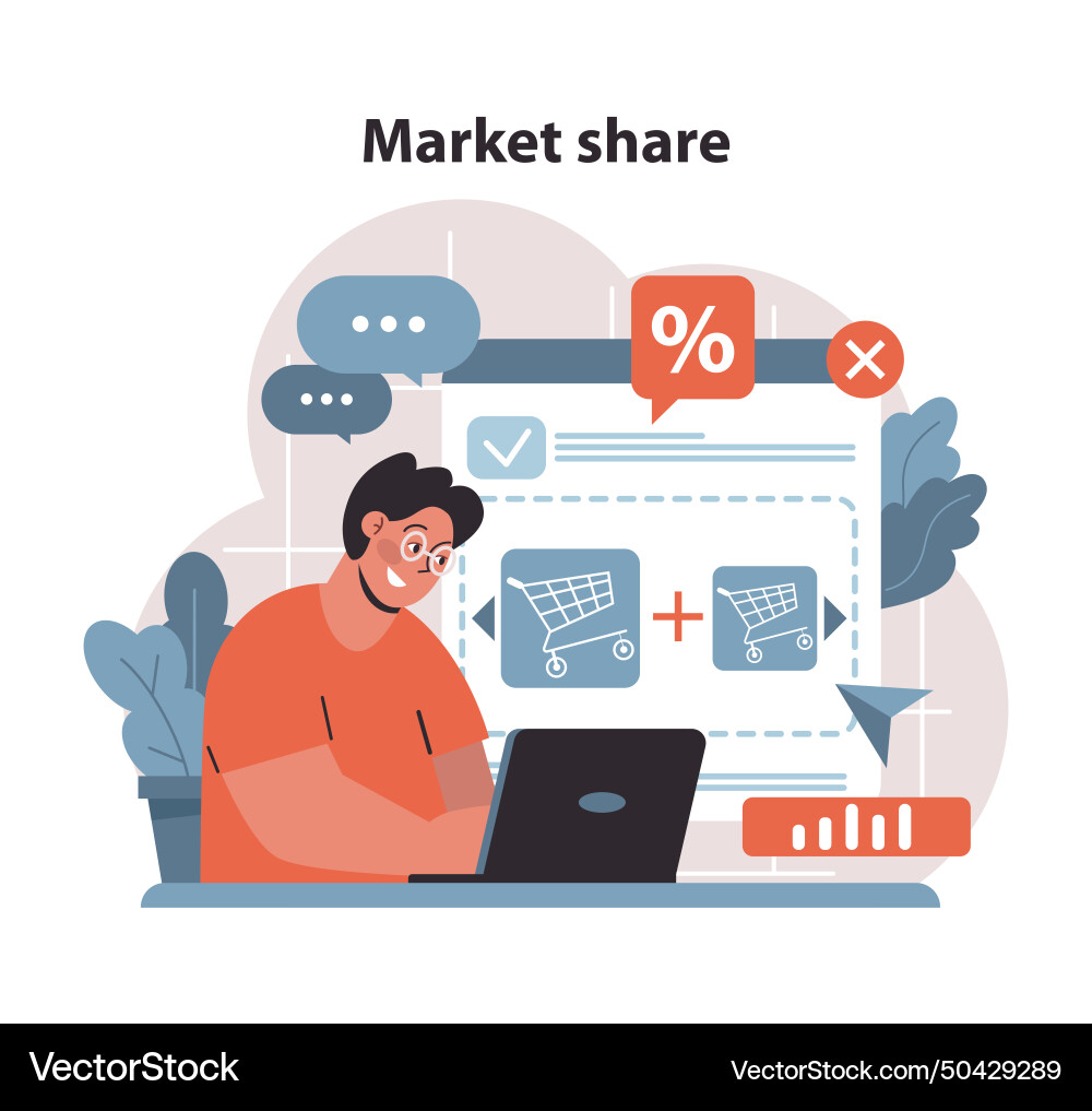 Market penetration concept flat Royalty Free Vector Image