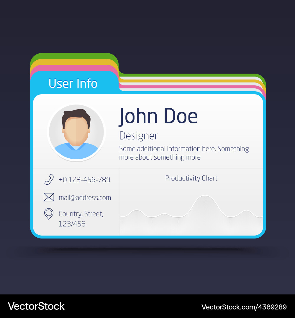 User info card Royalty Free Vector Image - VectorStock