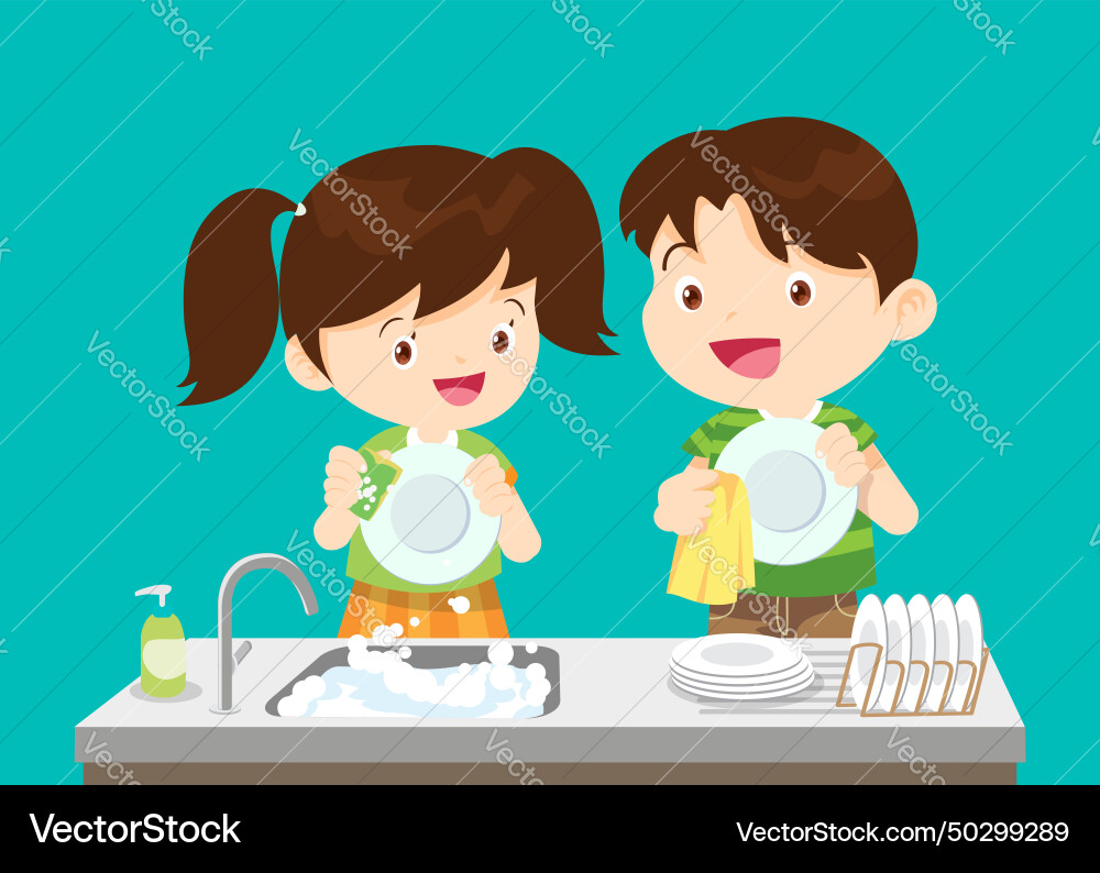 Washing dishes 028 Royalty Free Vector Image - VectorStock
