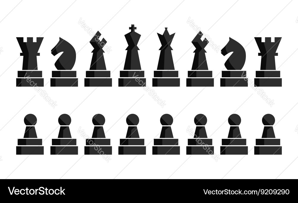Black chess icons set board figures Royalty Free Vector