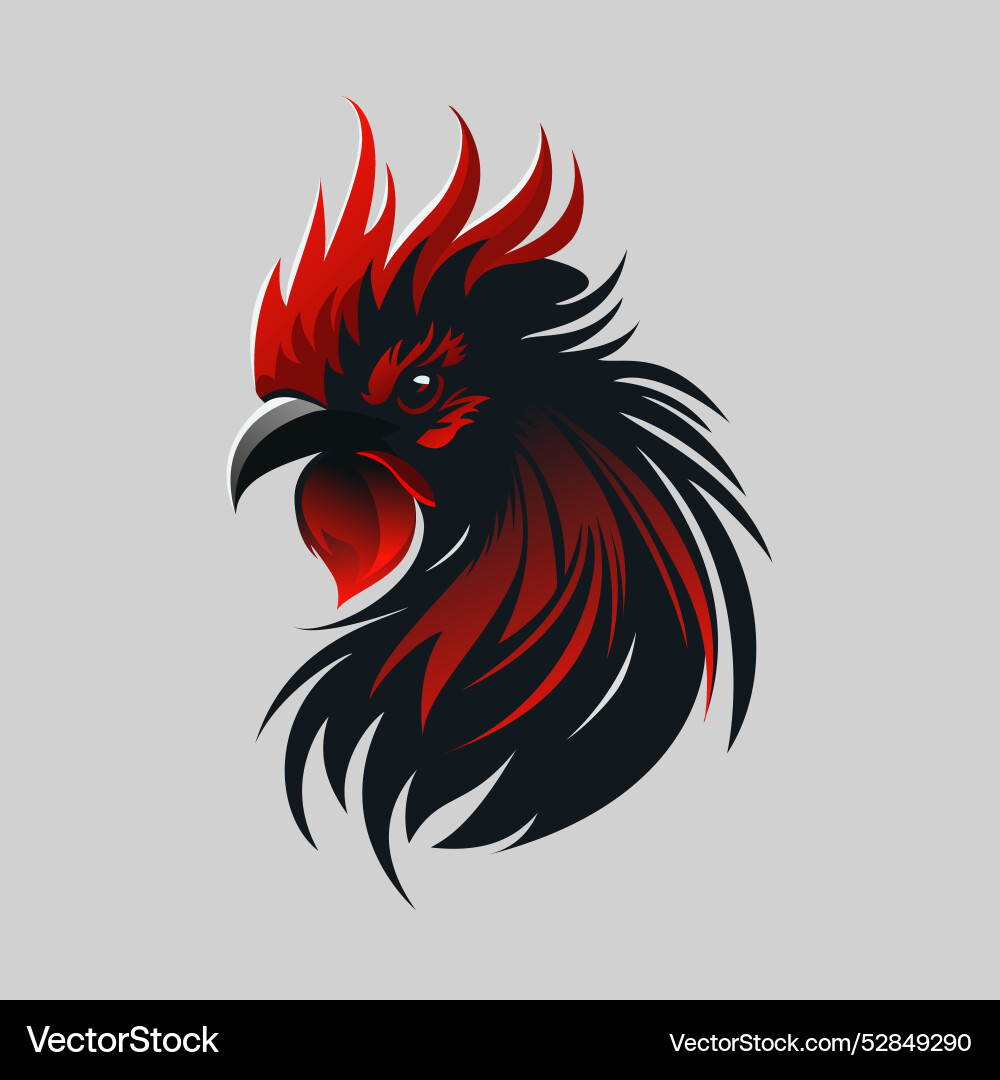 Black rooster head Royalty Free Vector Image - VectorStock