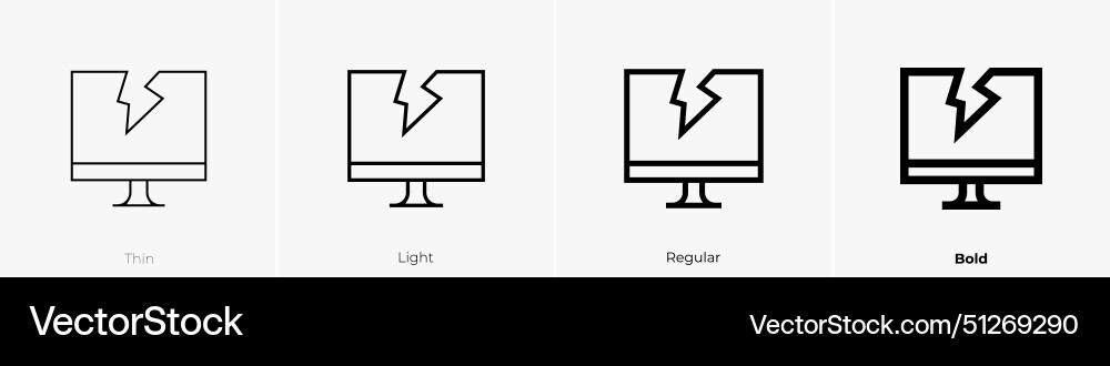 Crack icon thin light regular and bold style Vector Image