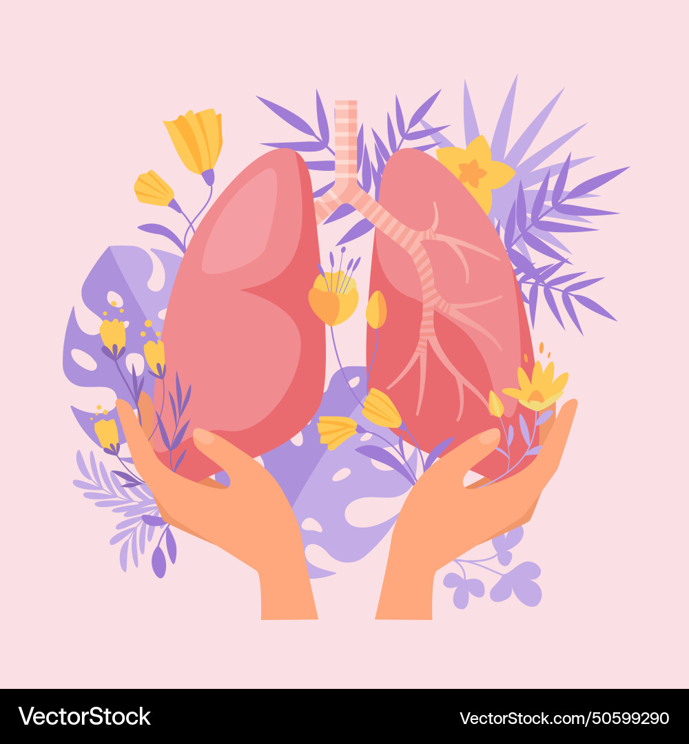 Lung health support care pulmonology checkup Vector Image