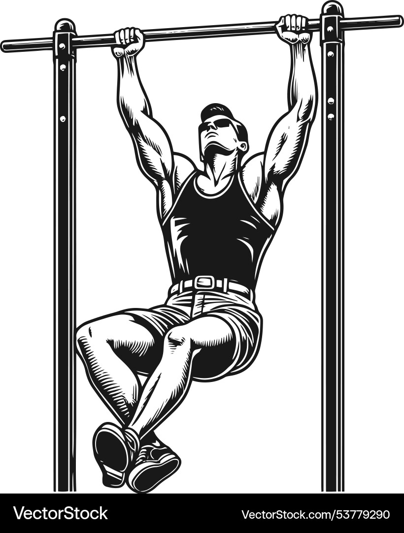 Man performing pull-ups on a bar in bold graphic Vector Image