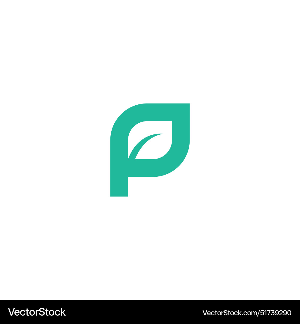 P leaf logo design initial Royalty Free Vector Image