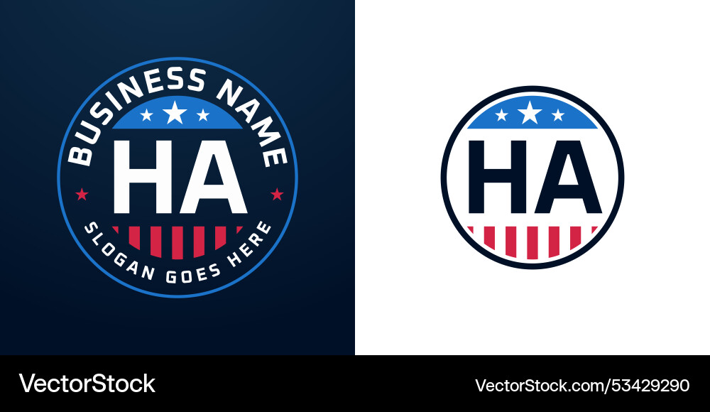 Patriotic ha logo design letter Royalty Free Vector Image