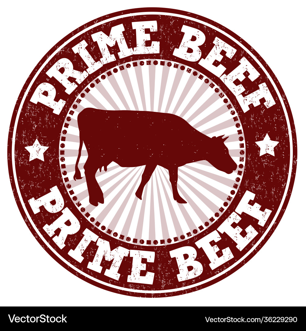 Prime beef grunge rubber stamp Royalty Free Vector Image