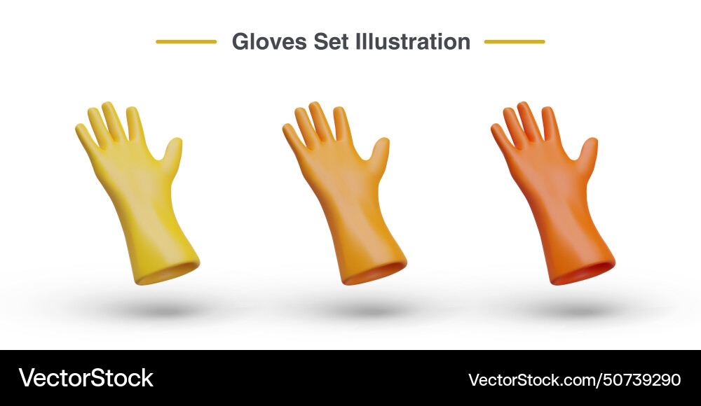 Set of gloves different colors rubber Royalty Free Vector