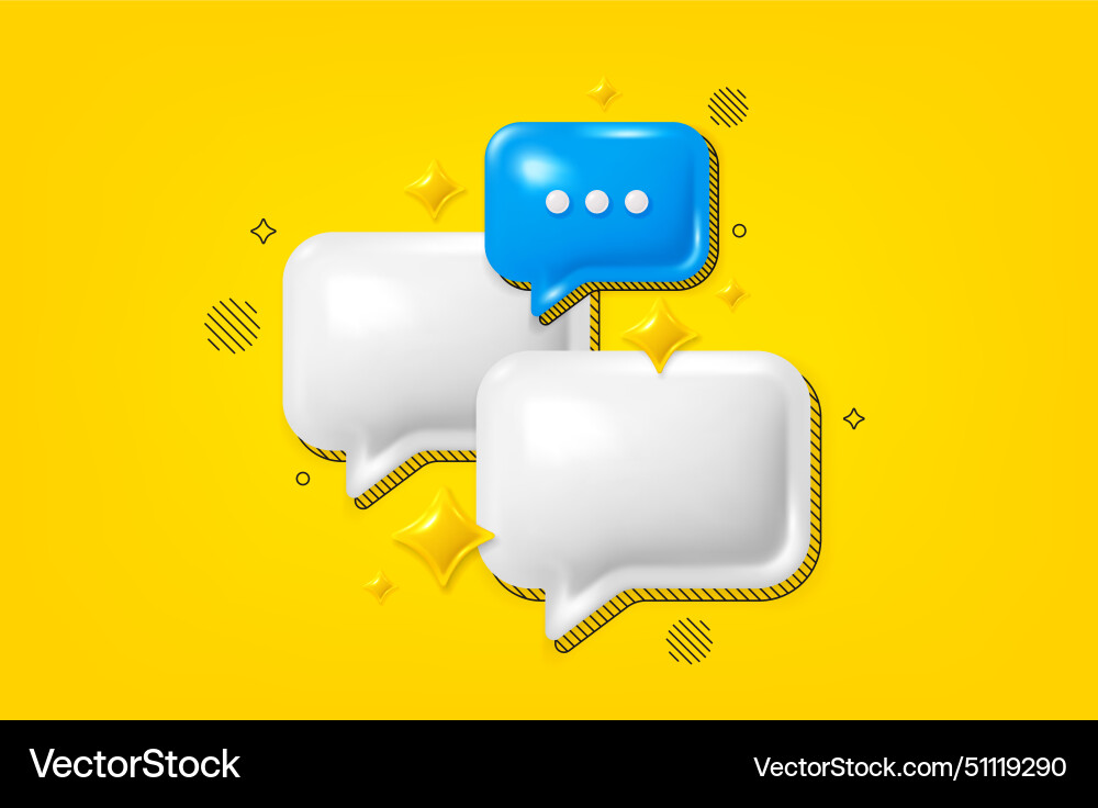 Speech bubble 3d icon chat dialog comment Vector Image