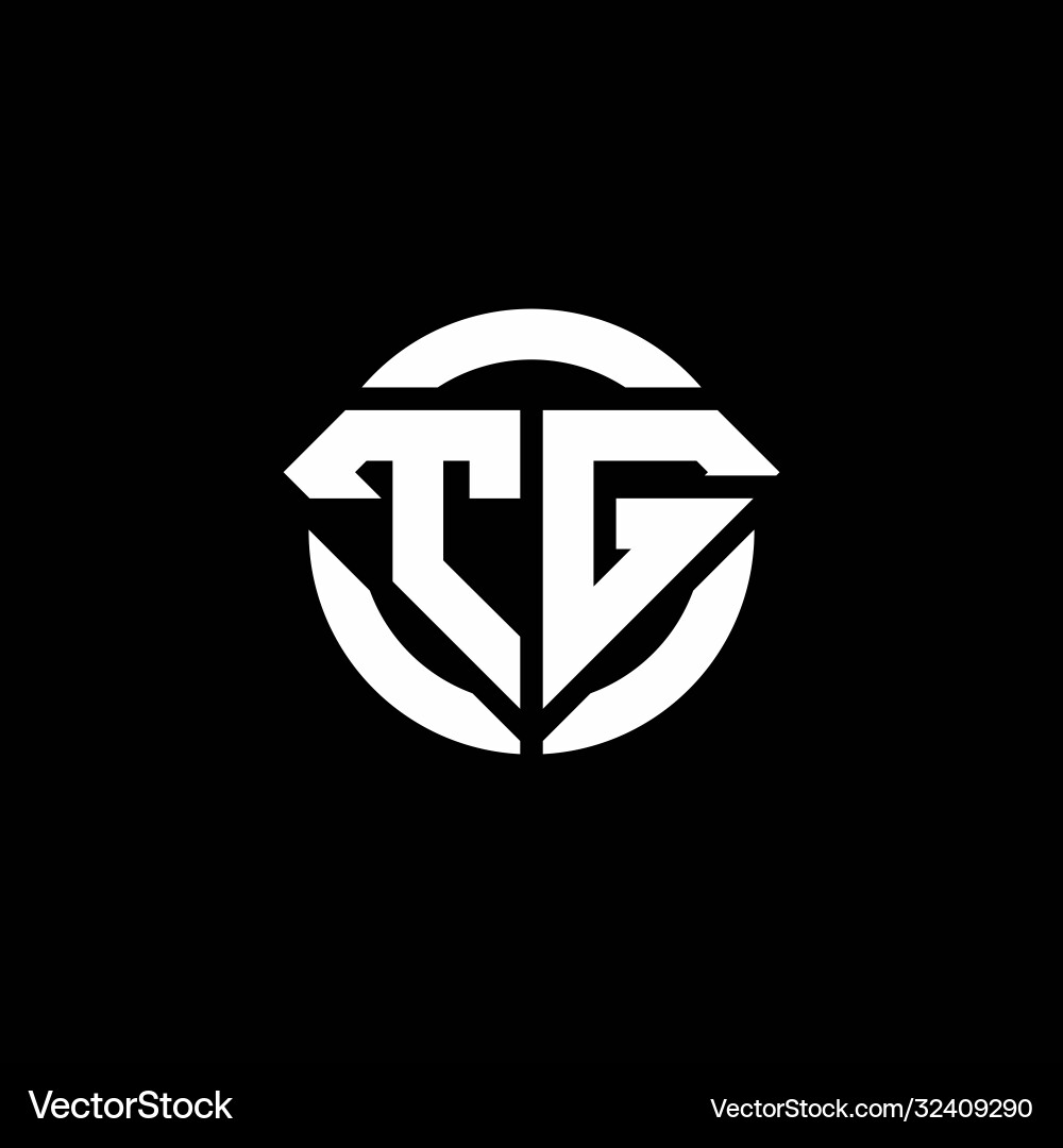 Tg monogram logo with diamond shape and ring Vector Image