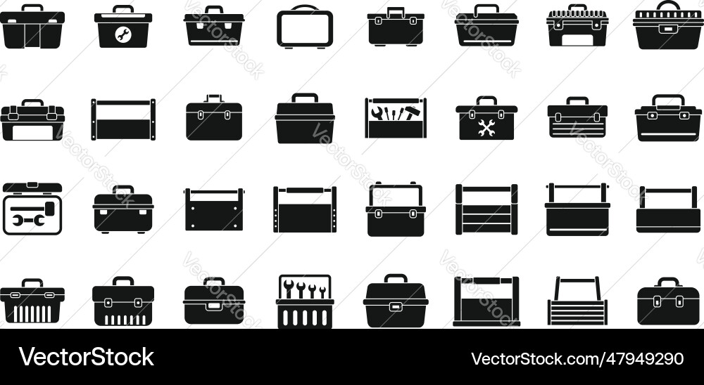 Toolbox icons set simple repair kit Royalty Free Vector